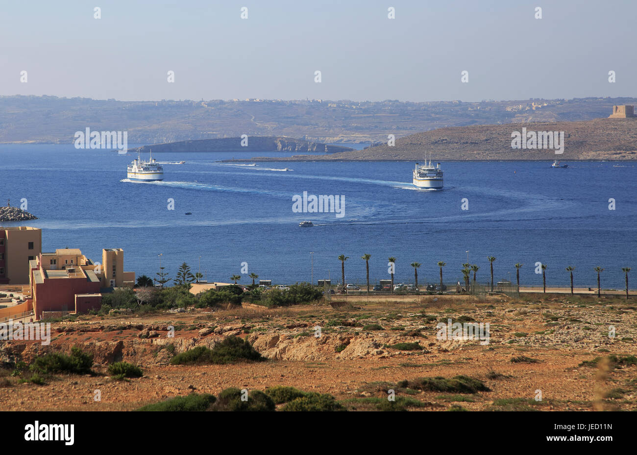 View from Cirkewwa two ferry ships Gozo Channel Line between Gozo and ...