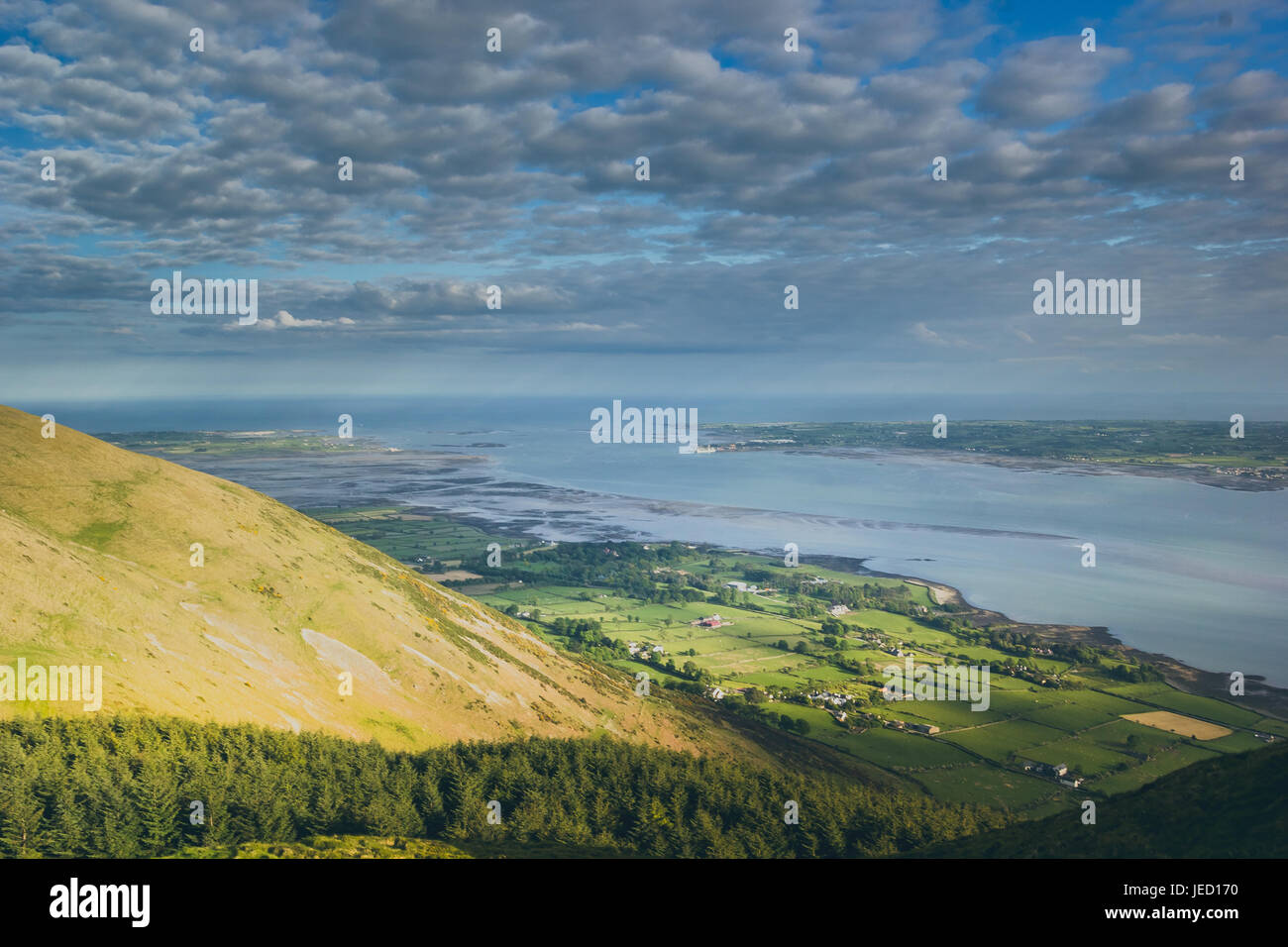 a scenic Irish landscape with the sea in the depth Stock Photo - Alamy