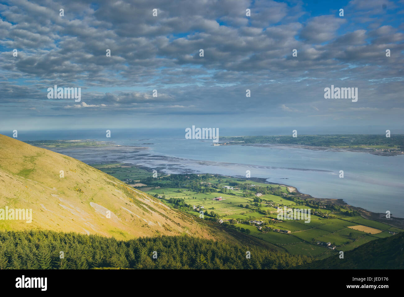 a scenic Irish landscape with the sea in the depth Stock Photo - Alamy