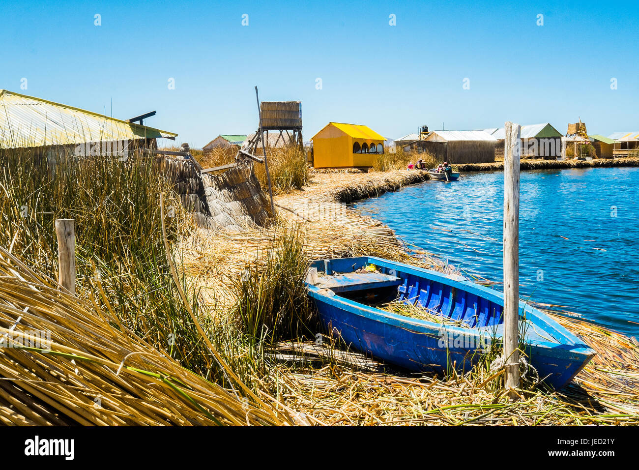 Uros floating islands in Puno, Peru Stock Photo - Alamy