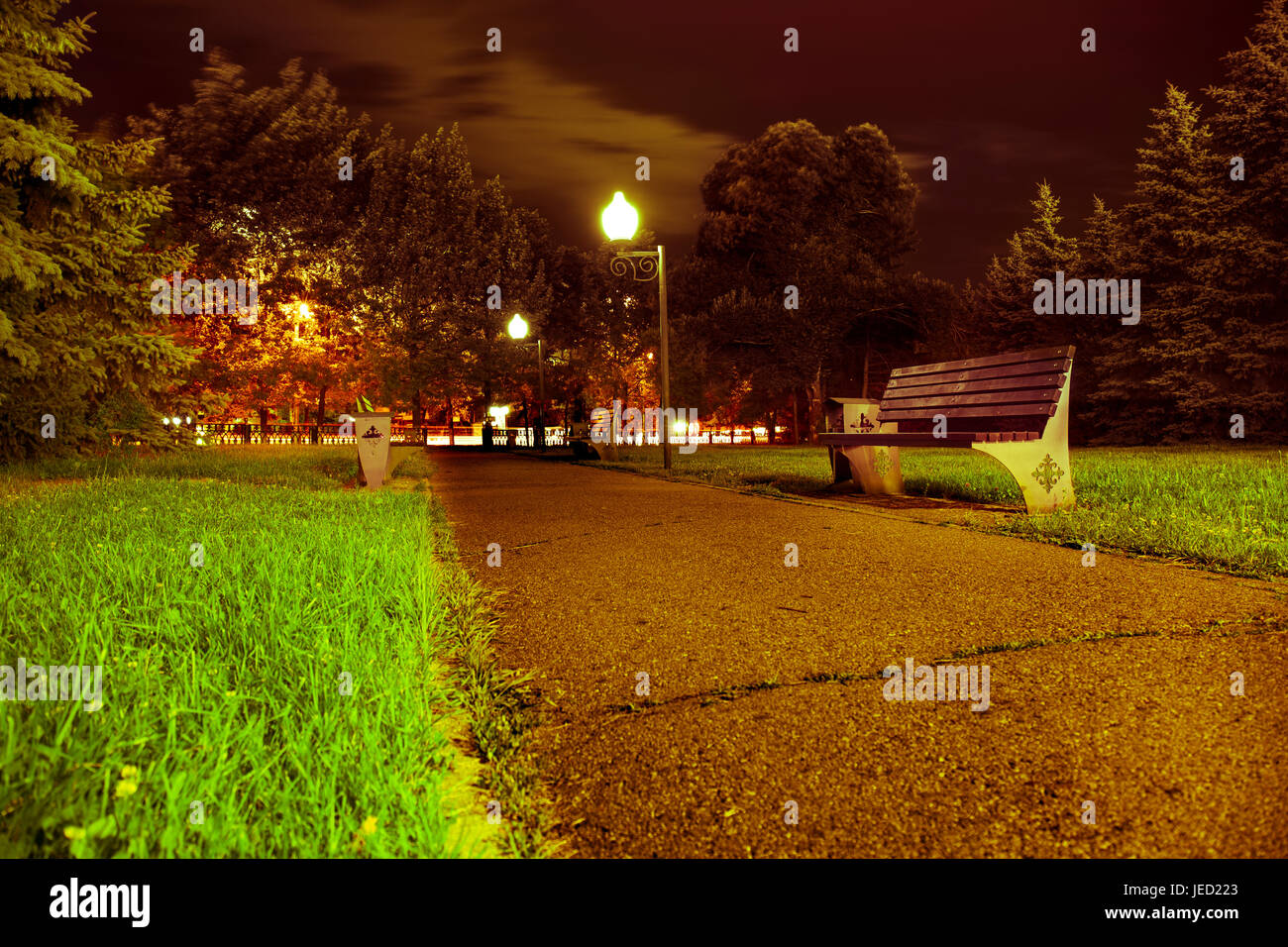 Park at night time Stock Photo - Alamy