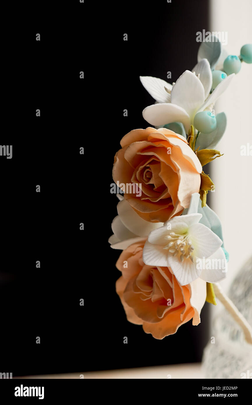 a little rim with delicate berries and roses,handmade, suede plastic ...