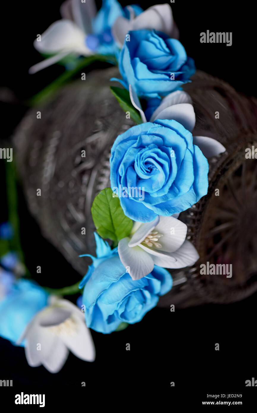 a little rim with delicate berries and roses,handmade, suede plastic ...