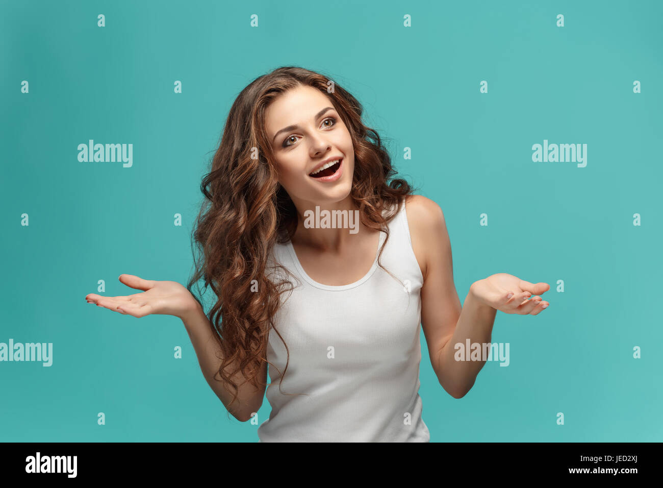 The young woman's portrait with happy emotions Stock Photo - Alamy