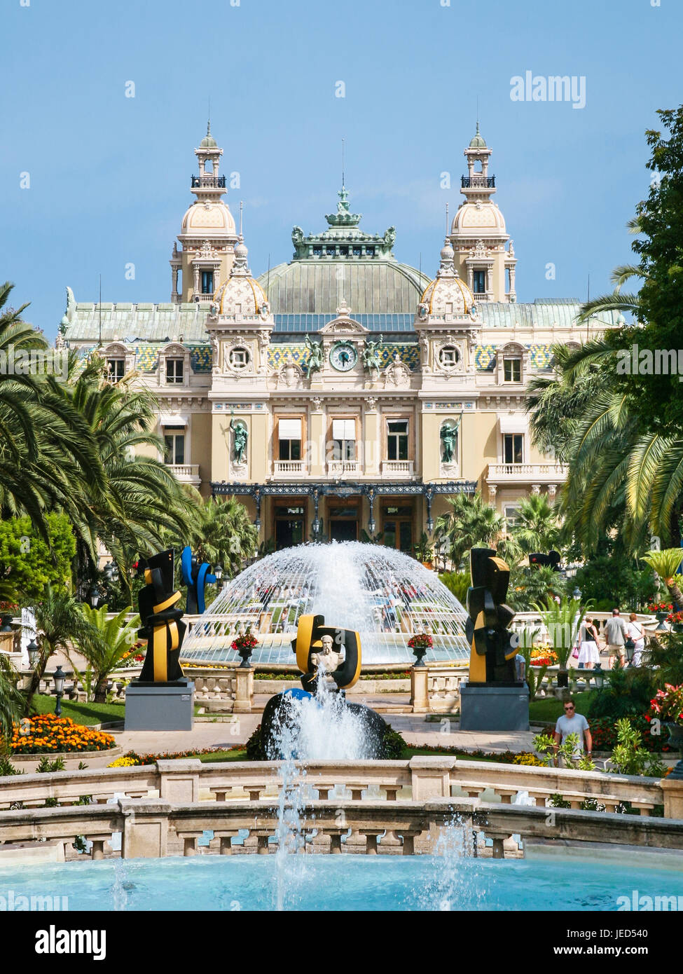 MONTE CARLO, MONACO - JULY 6, 2008: tourists near fountain and view of ...