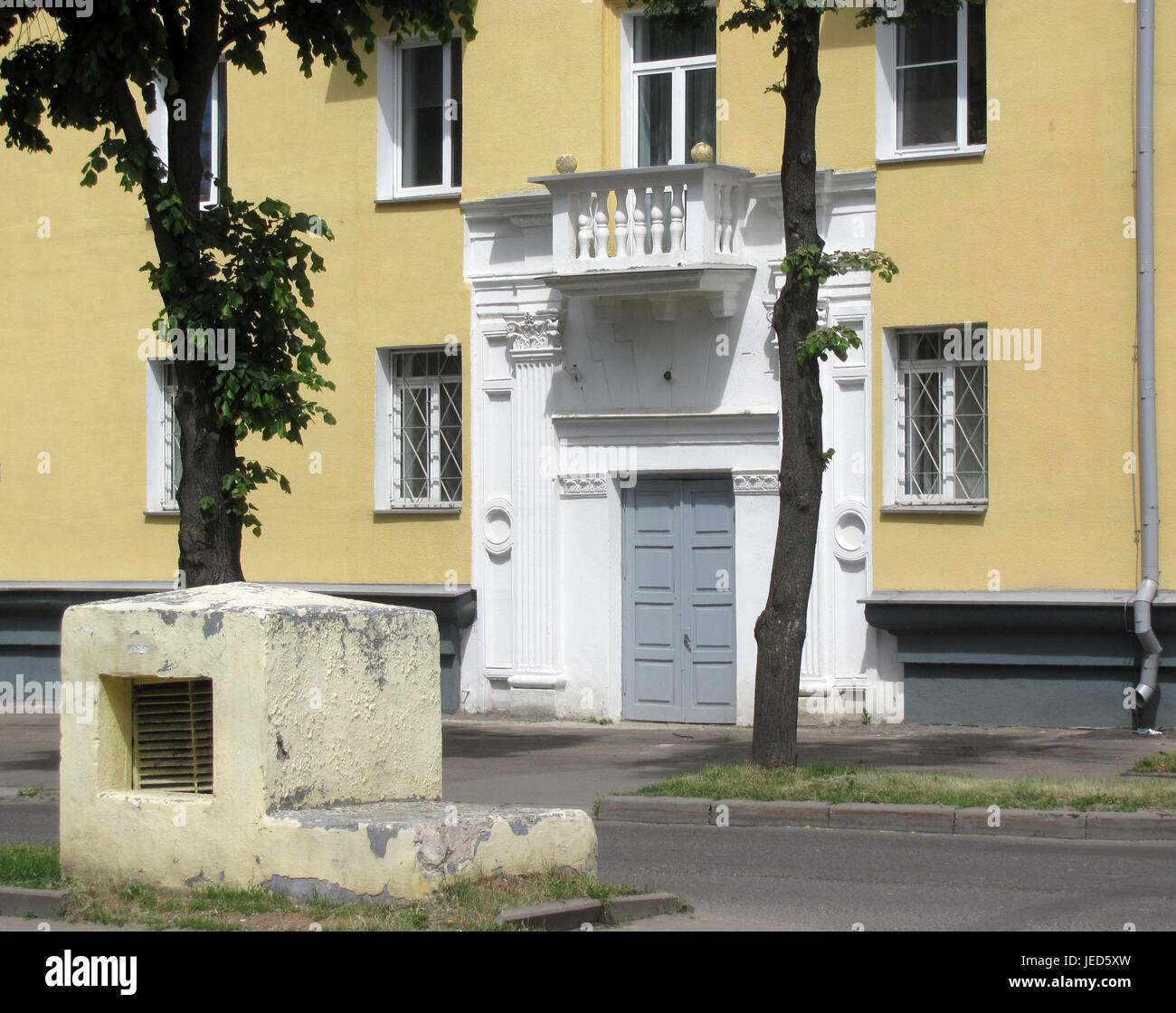 Old Soviet house, ventilation shelters, beautiful entrance to the house ...