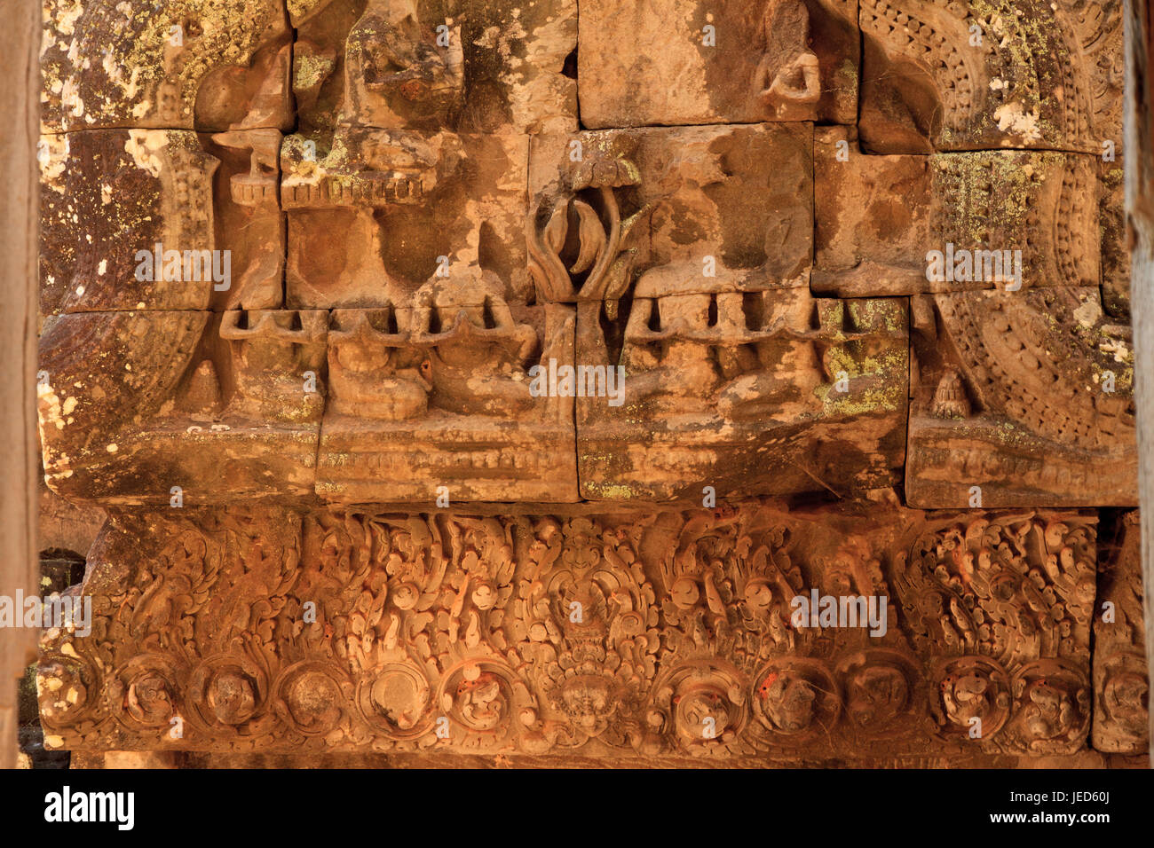 Ancient stone wall stucco sculpture on the antique carving wall at ...
