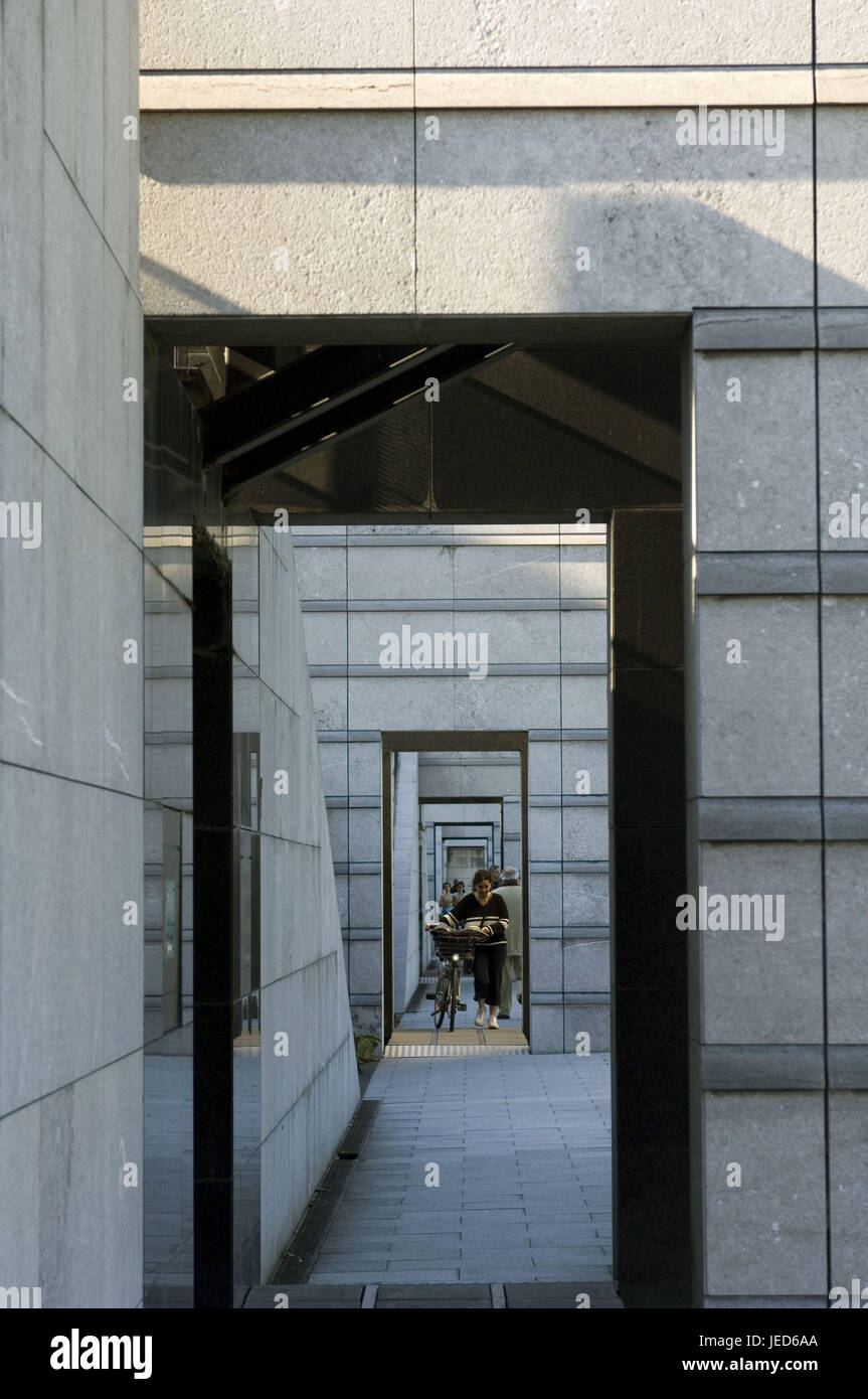 France, Paris, Parc Andre Citroen, building, detail, passage ...