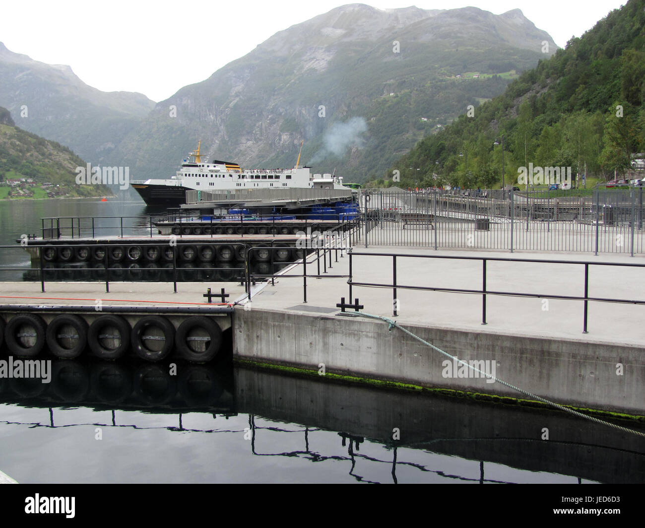 Geiranger. Geirangerfjord Cruis Port. Norwegian ferry Stock Photo - Alamy
