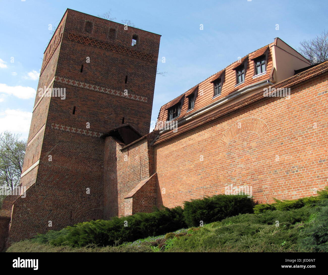 City walls and Leaning Tower in Torun Stock Photo - Alamy