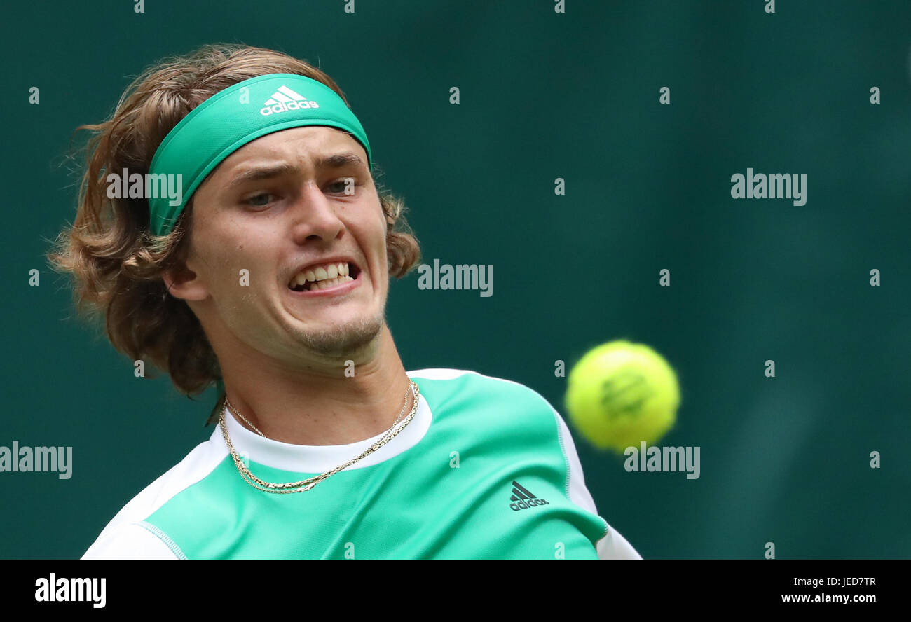 Halle, Germany. 23rd June, 2017. German tennis player Alexander Zverev during the ATP tennis ...