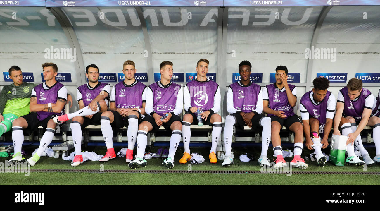 Krakow, Poland. 21st June, 2017. The German players on the bench during ...
