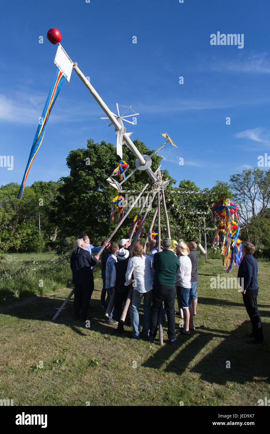 Åland Archipelago, Baltic Sea, Finland, 23 June 2017 Midsummer in the Nordic Region. People ...