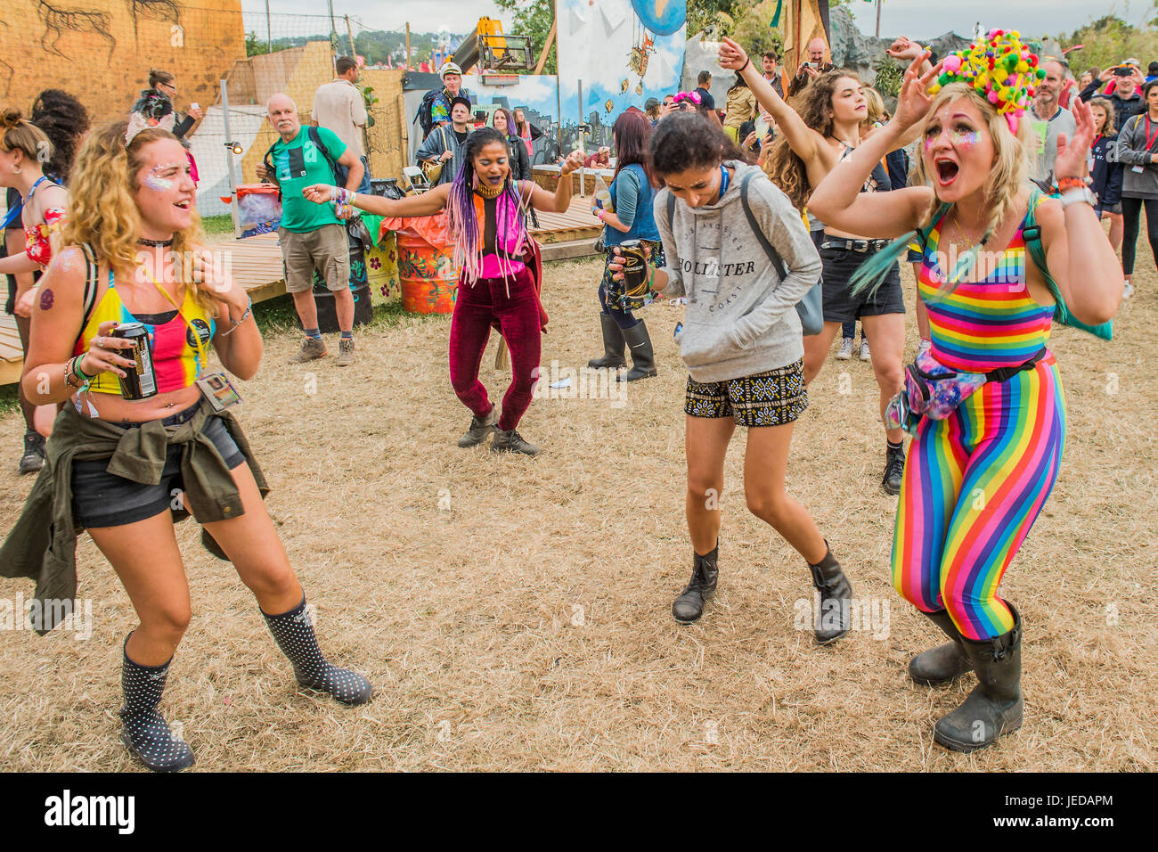 Glastonbury, Somerset, UK. 23rd June, 2017. Denim, a drag band, perform ...