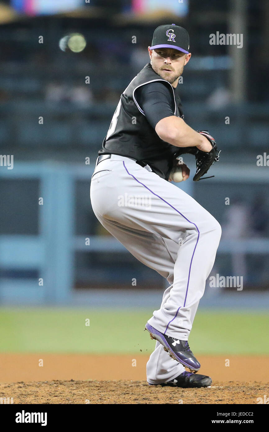 Los Angeles, CA, USA. 23rd June, 2017. Colorado Rockies relief pitcher ...