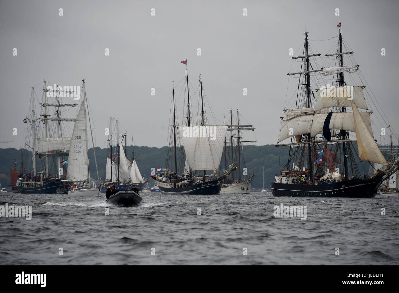 Kiel, Germany. 24th June, 2017. Traditional sailing boats are pictured ...