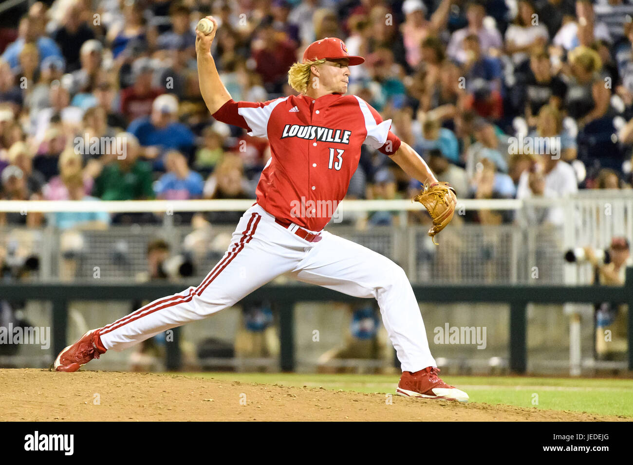 Omaha, NE USA. 22nd June, 2017. Louisville relief pitcher Sam Bordner ...