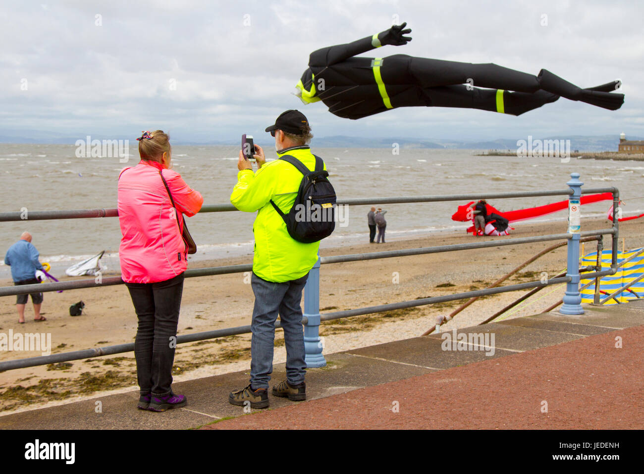 People watching Kite Festival in Morecambe, Lancashire, UK. June, 2015 ...