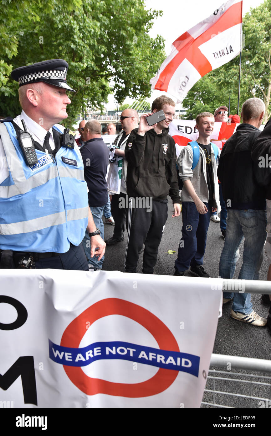 Westminster, London, UK. 24th June, 2017. The EDL march in central ...