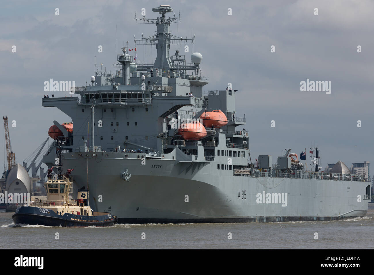 RFA Argus visiting Greenwich in London Stock Photo - Alamy