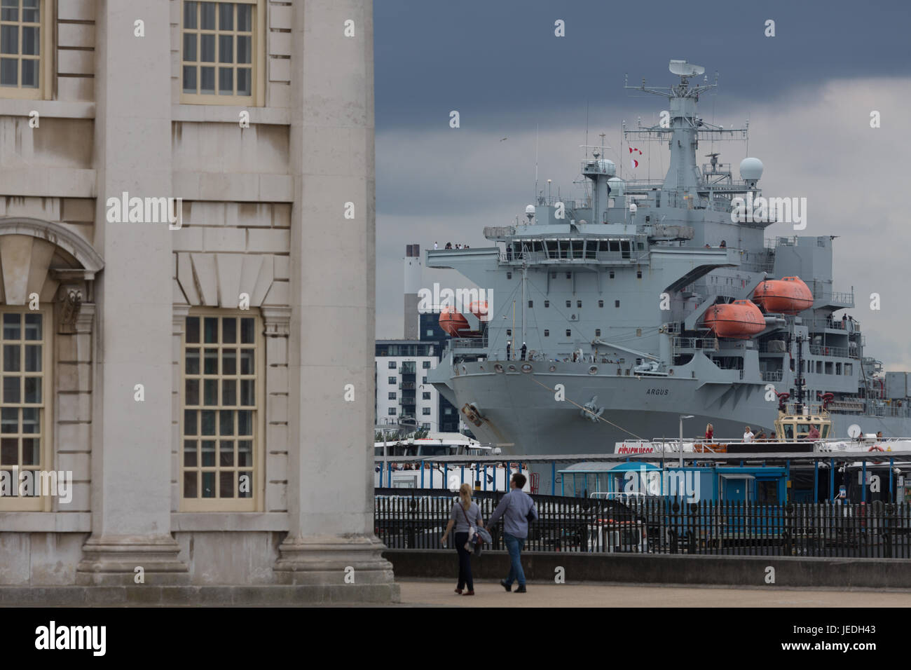 RFA Argus visiting Greenwich in London Stock Photo - Alamy