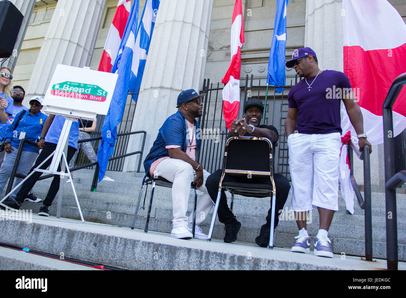 Philadelphia, USA. 24th June, 2017. Membrs of Boys II Men at a ceremony ...