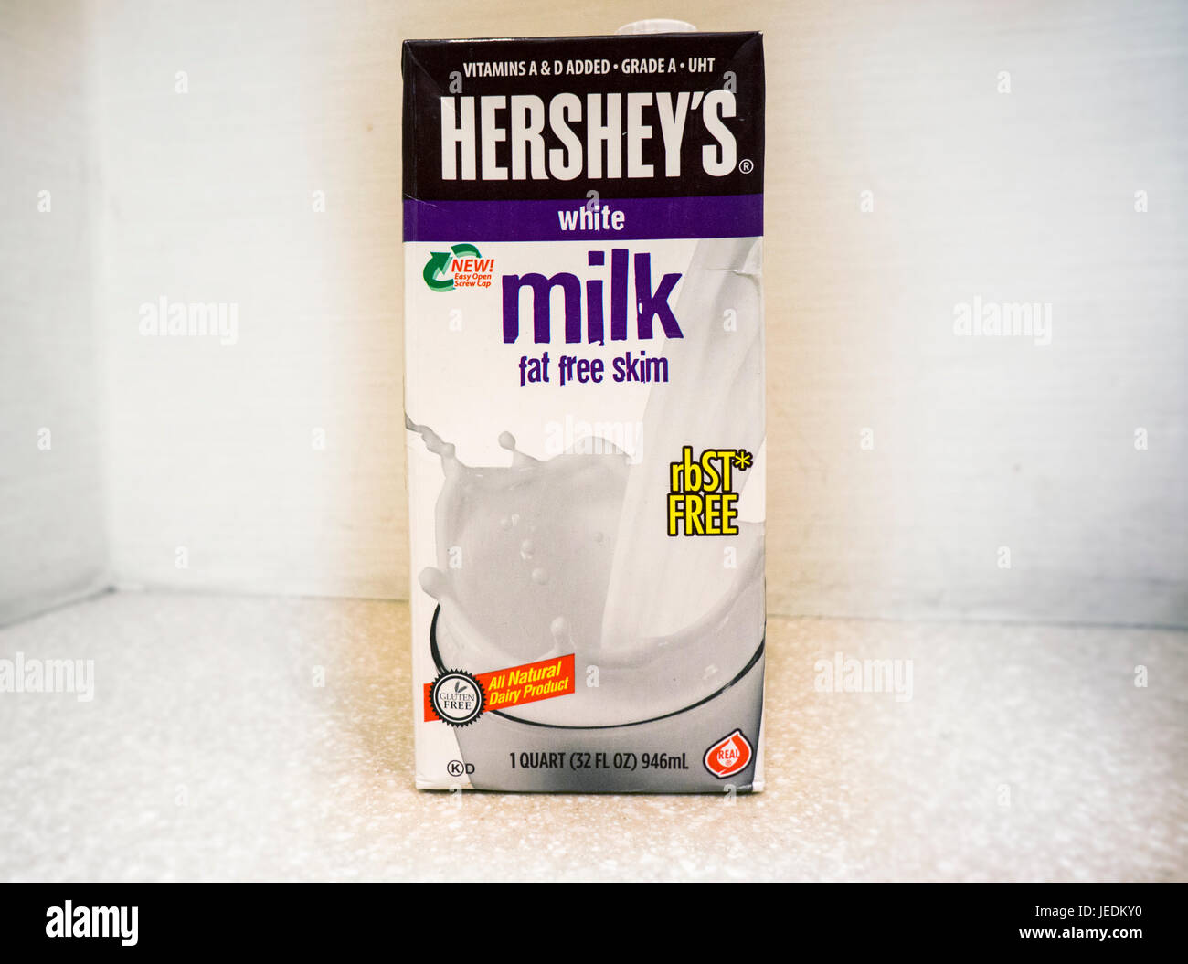 A sterile-packaging container of Hersey's brand fat free milk in New ...