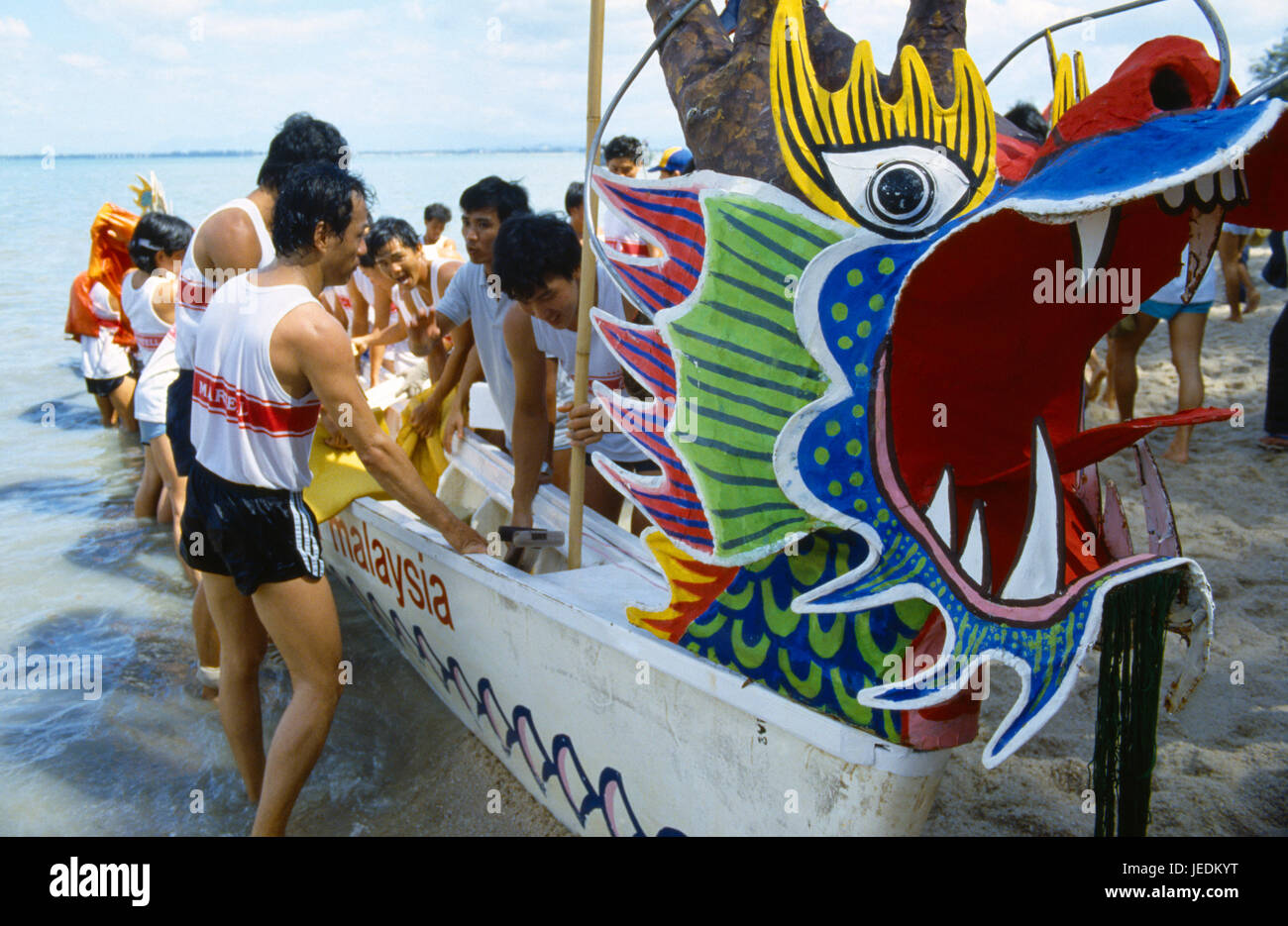 Malaysia, Penang Island, General, Competitors in dragon boat race Stock ...