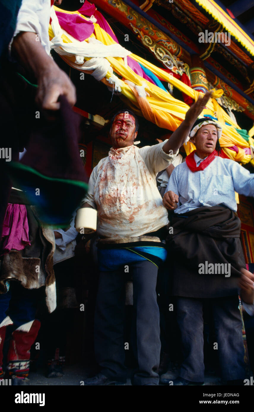 China, Qinghai Province, Religion, Blood letting ceremony during ...