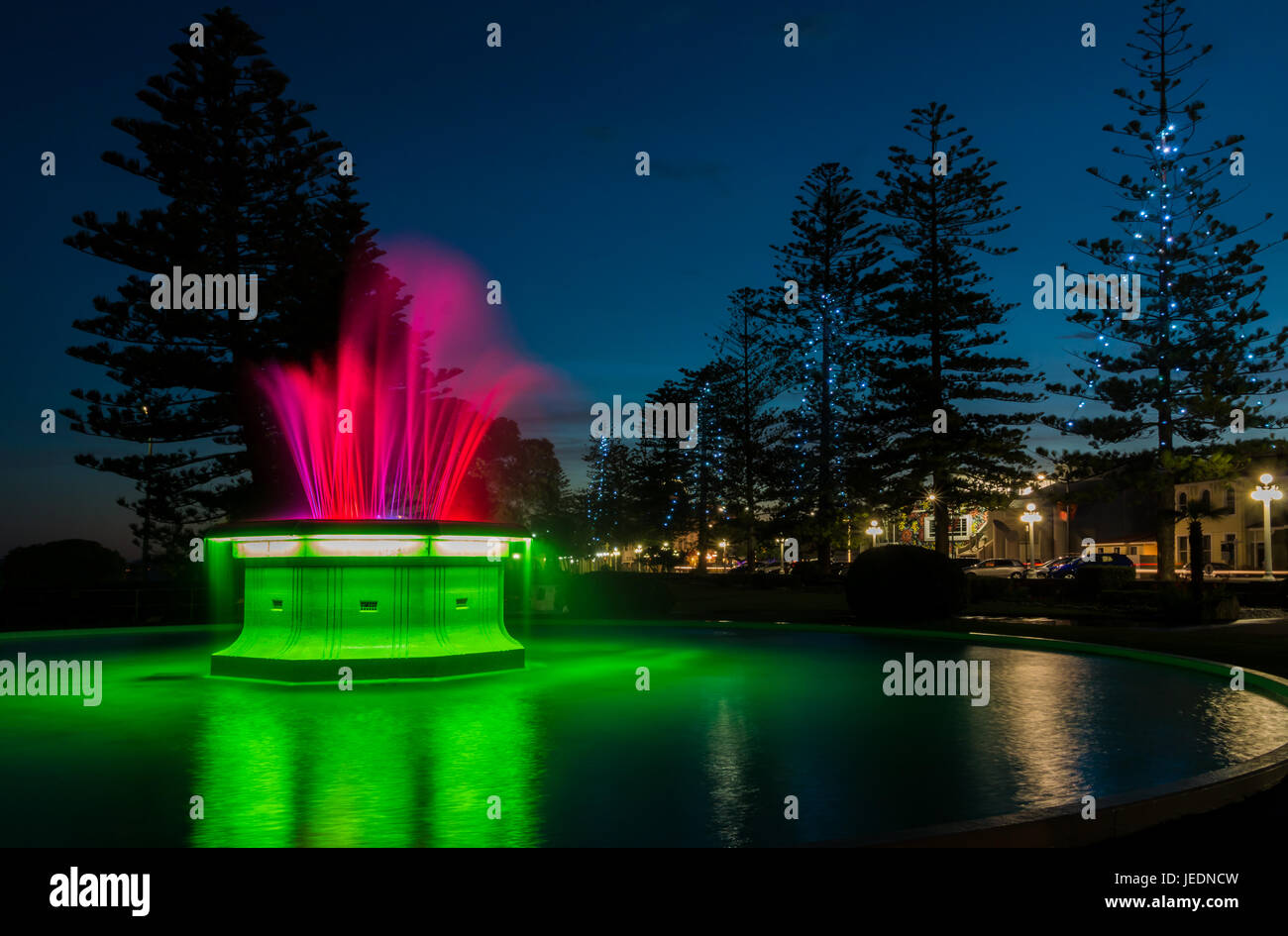 Napier City Main water fountain at night time Stock Photo - Alamy