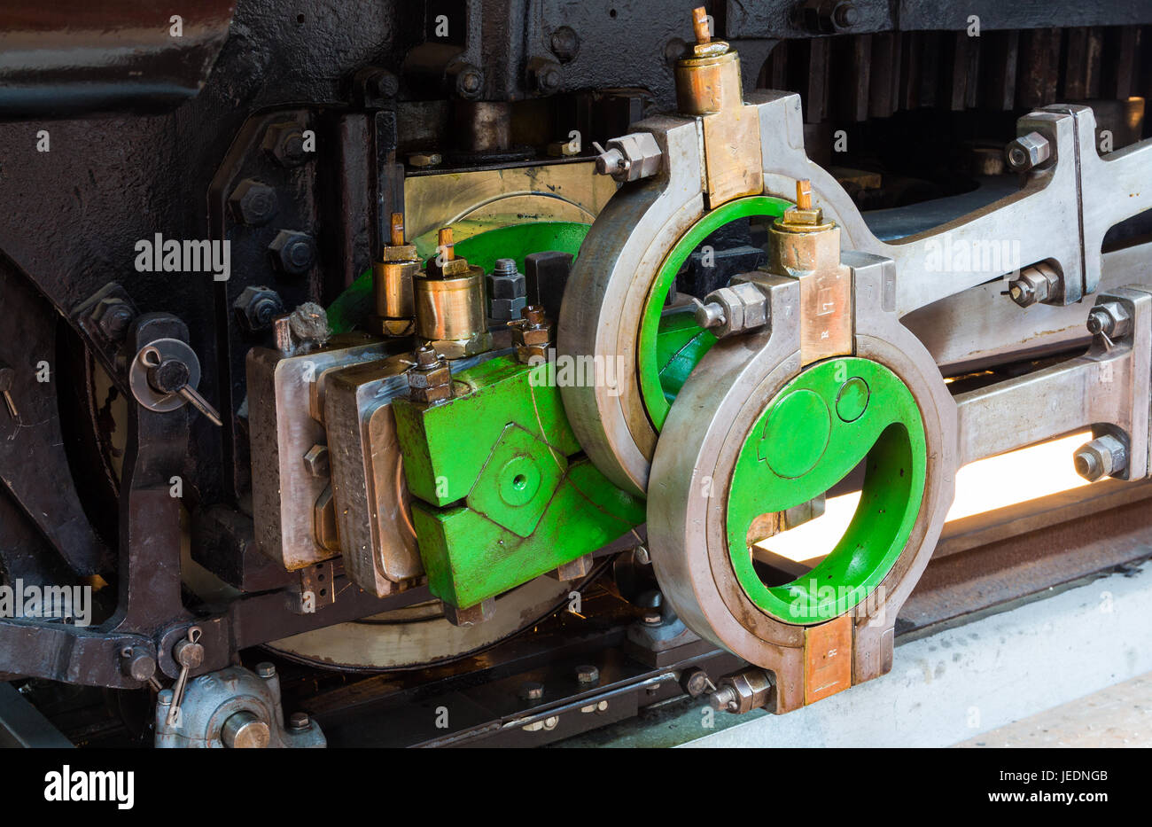 Closeup of a steam train cranks and gearing too Stock Photo - Alamy