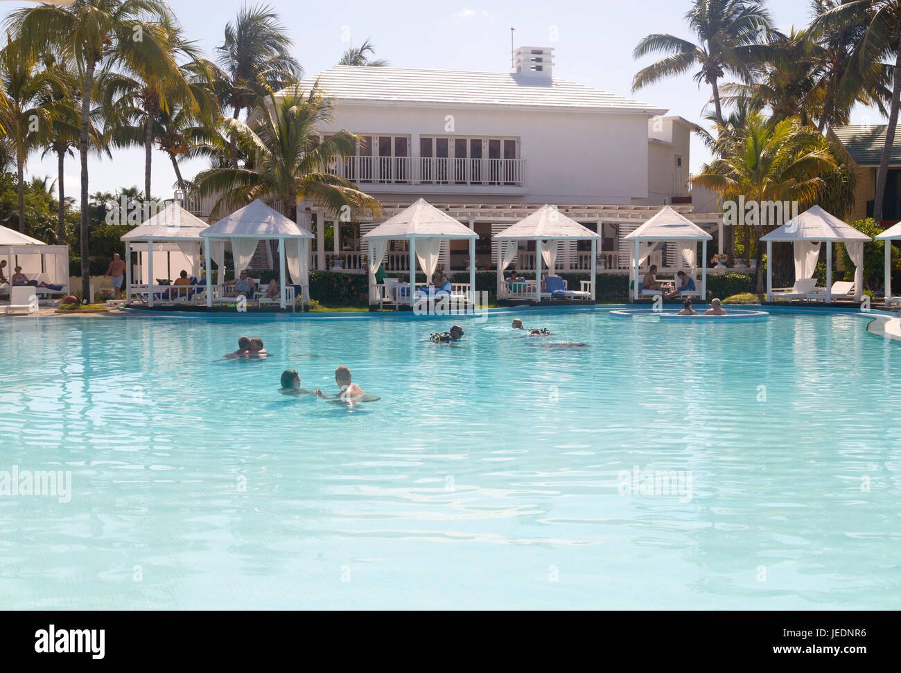 Divers training in the pool of the Hotel Melia Cayo Coco, Cayo Coco ...
