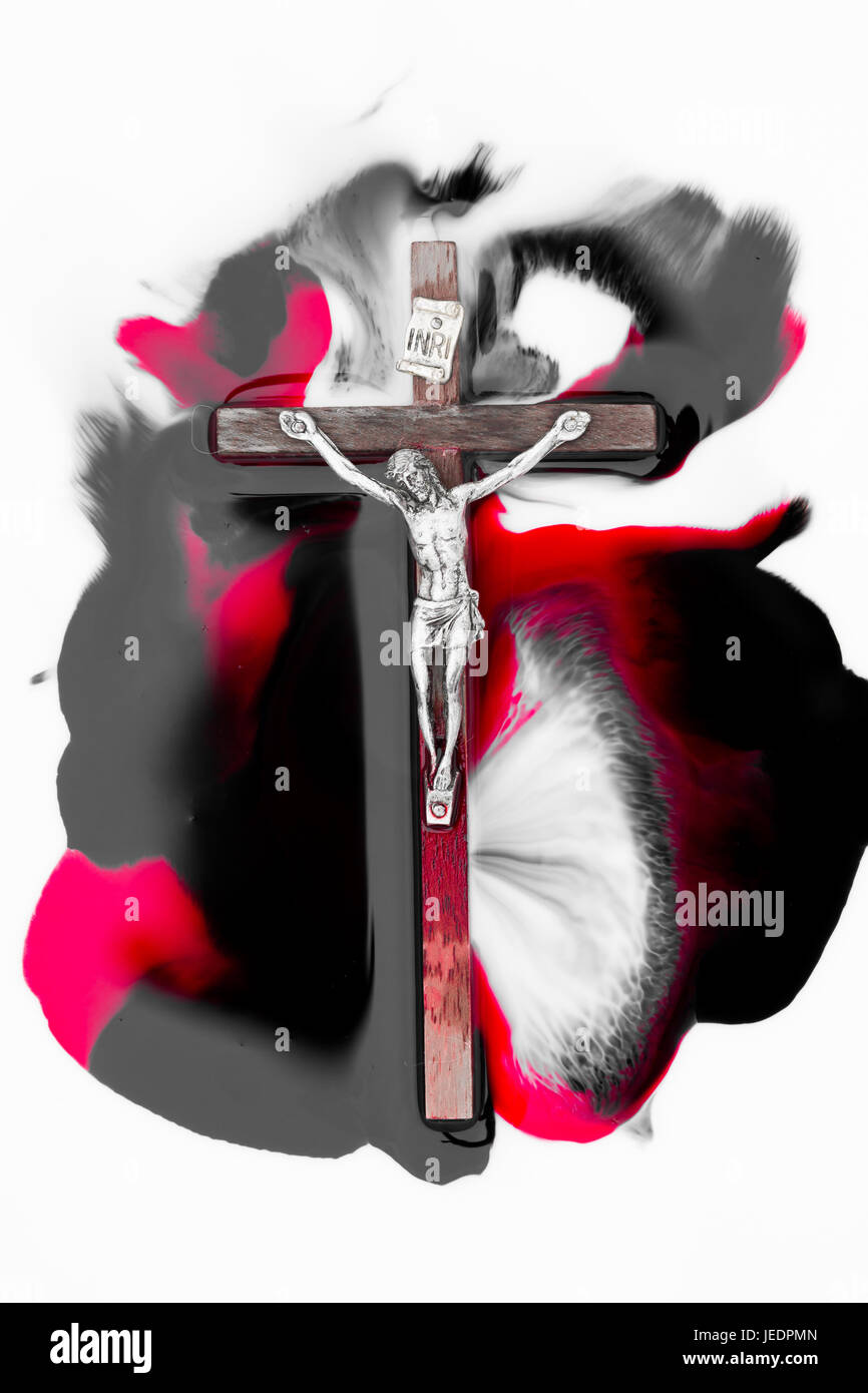 Darkness of sin around the crucifix cross Stock Photo - Alamy