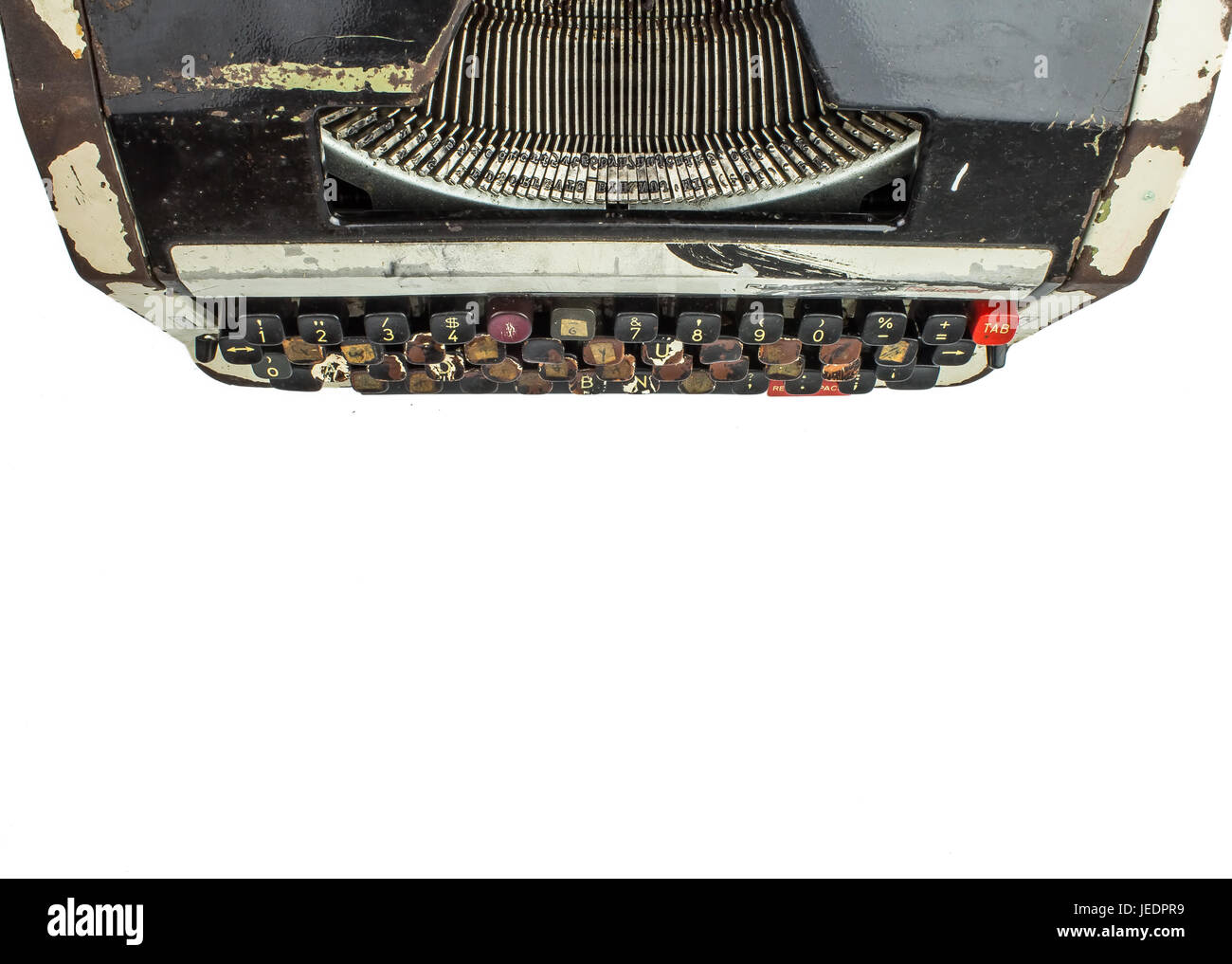 old and rusty dirty typewriter. viewed from the top. They displayed all ...
