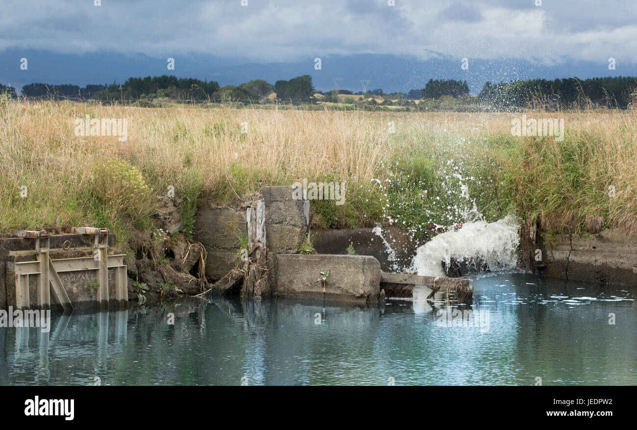 Flood control water pump as it starts up Stock Photo - Alamy