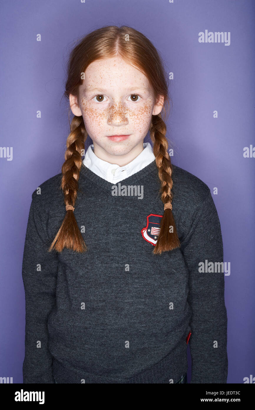 Portrait of redheaded girl with freckles Stock Photo - Alamy
