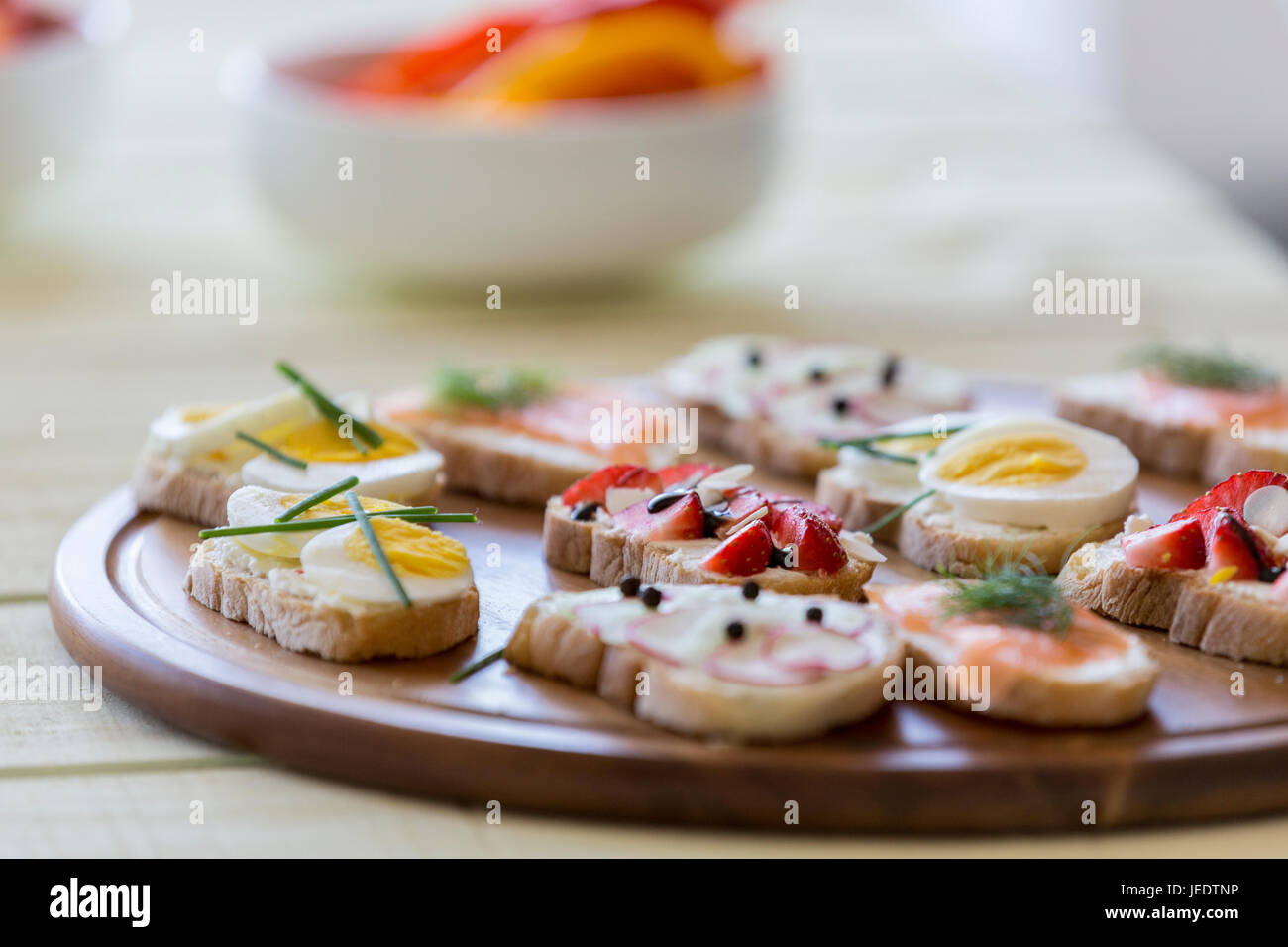 Variety of appetizers on serving plate Stock Photo - Alamy