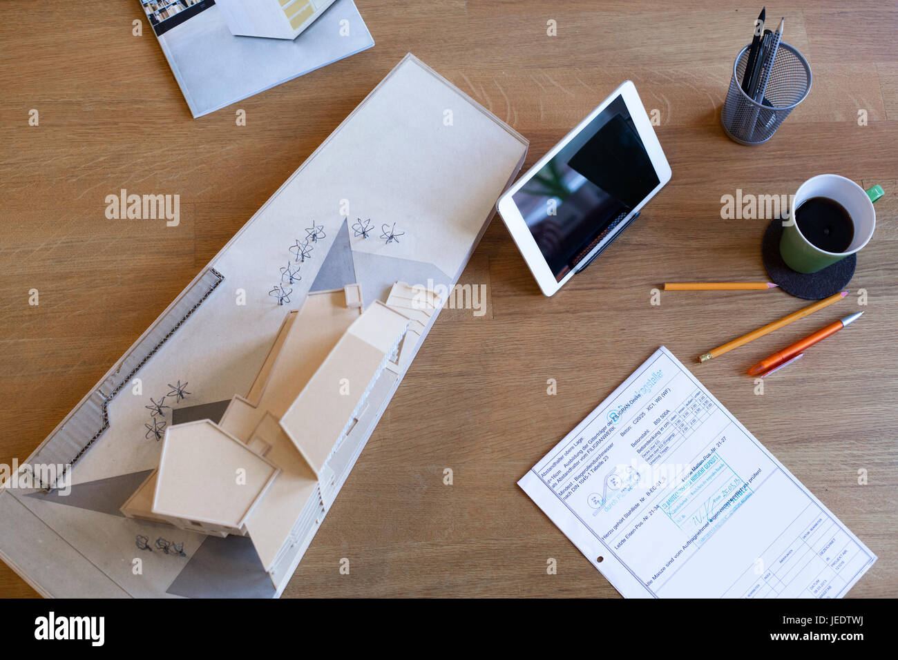 Desk in architecture office Stock Photo - Alamy