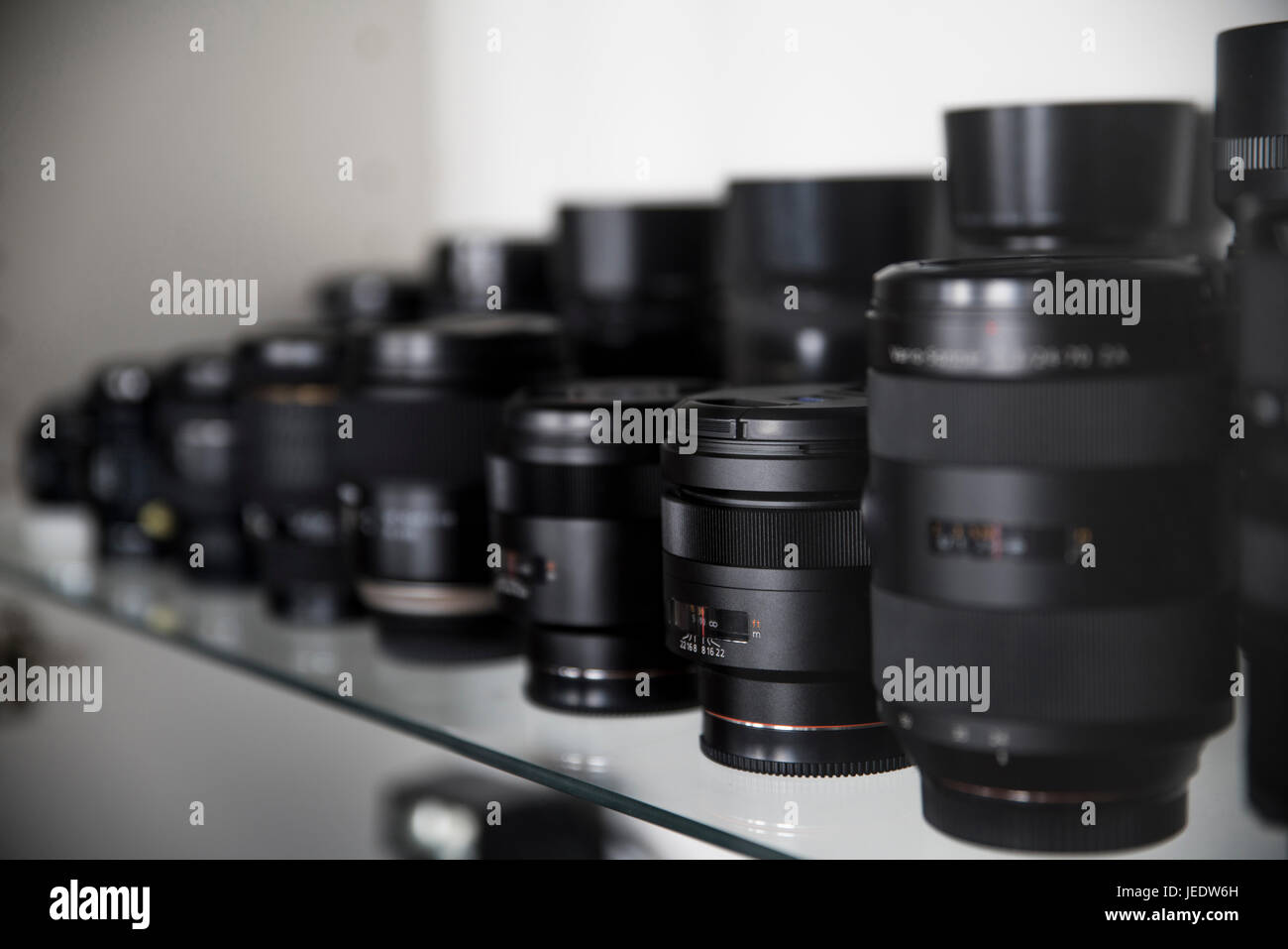 Collection of lenses for reflex cameras Stock Photo - Alamy