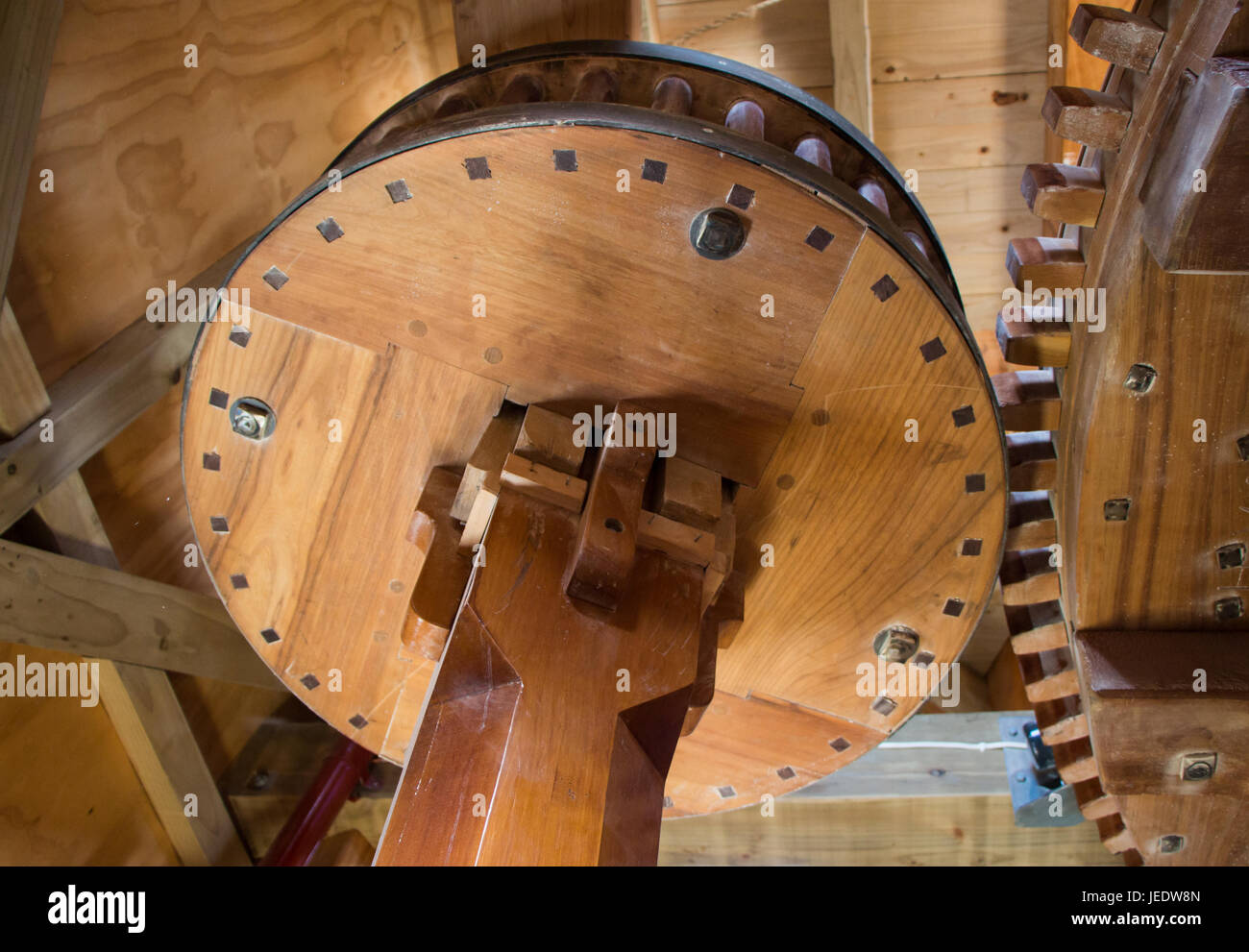 Very large wood cog gearing inside a windmill Stock Photo - Alamy