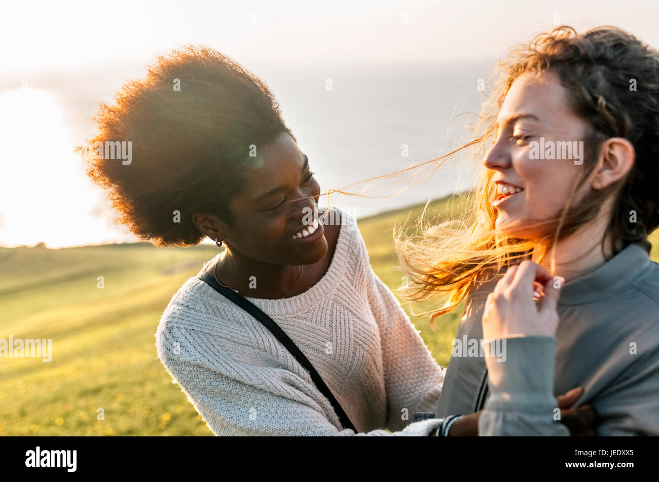 Two best friends having fun outdoors Stock Photo - Alamy