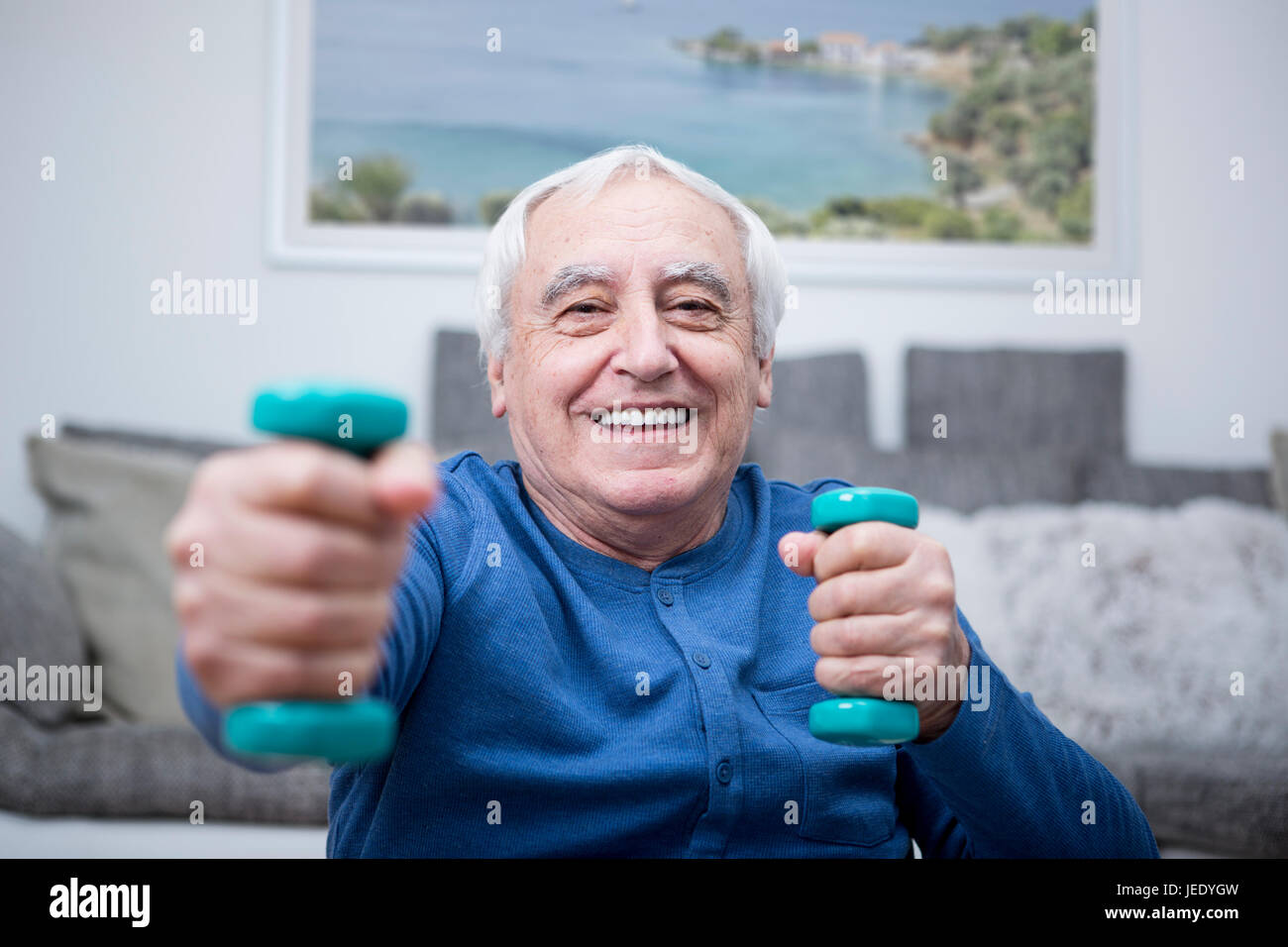 Strength training at home for men hi-res stock photography and images ...