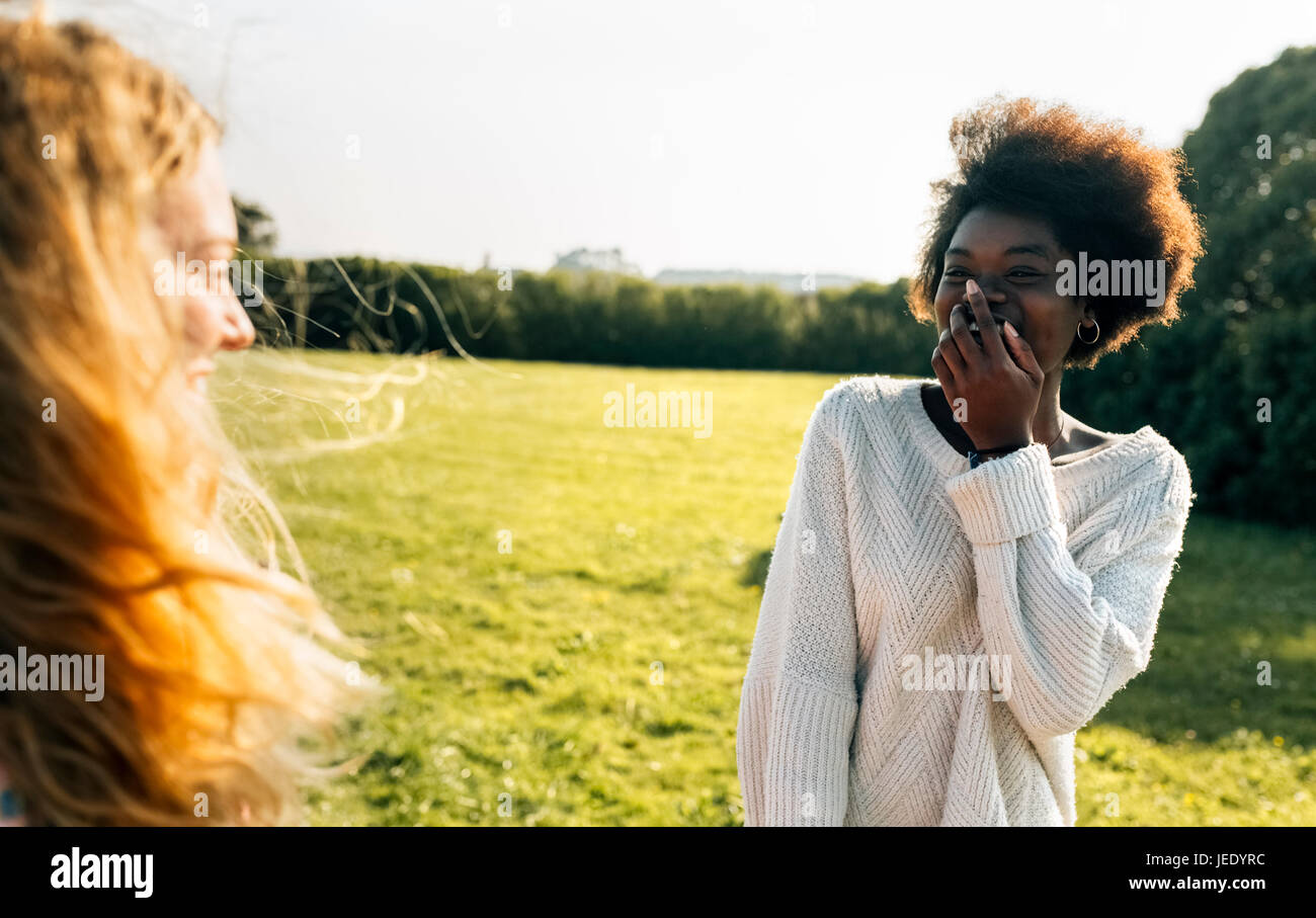 Two best friends having fun outdoors Stock Photo - Alamy