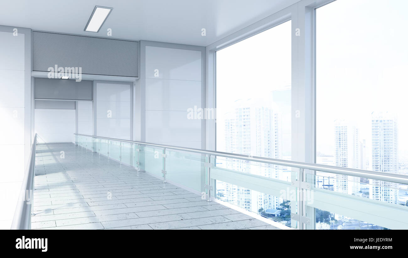 Empty lobby in a modern office building, 3D Rendering Stock Photo - Alamy