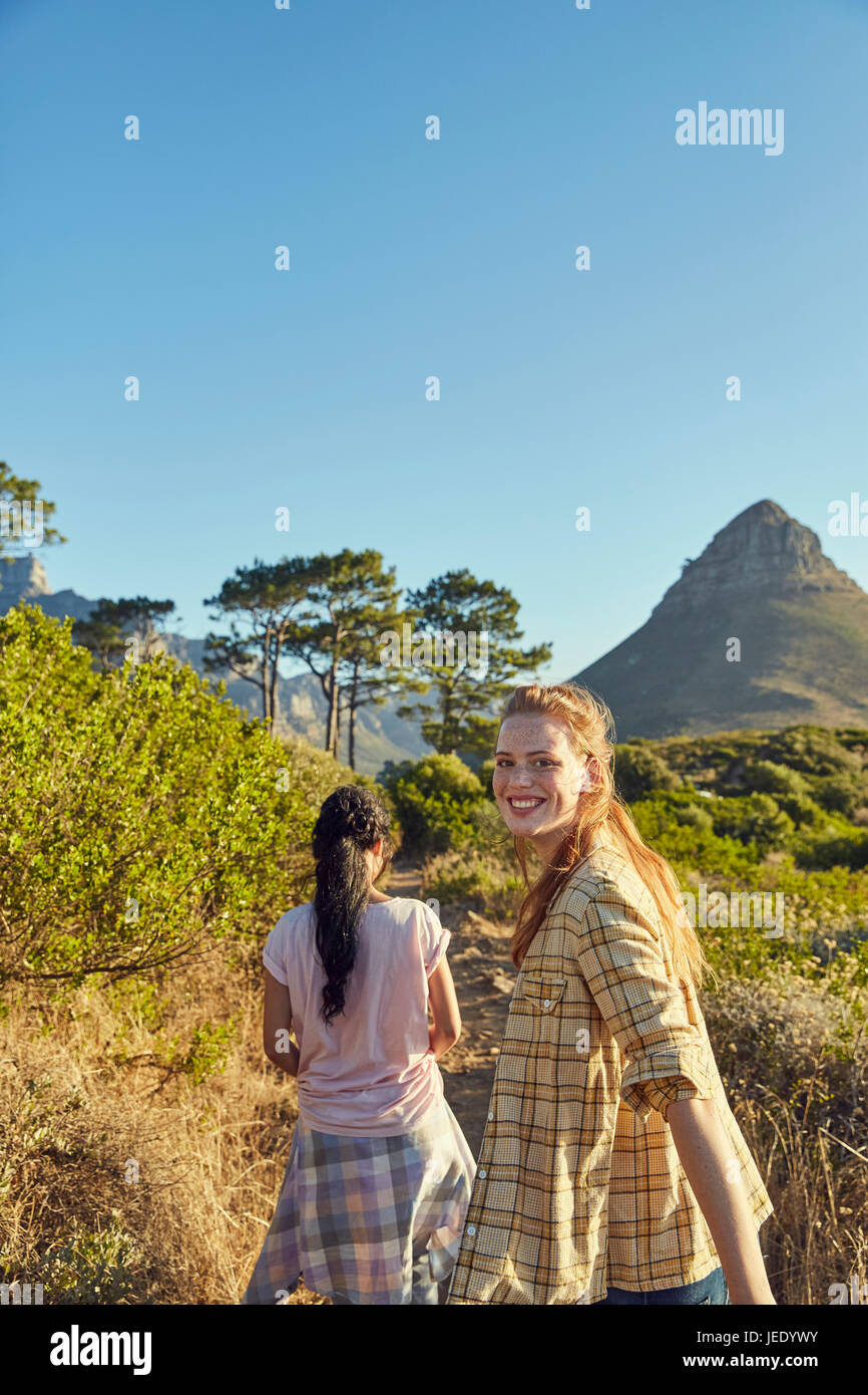 South Africa, Cape Town, Signal Hill, two young women hiking Stock ...