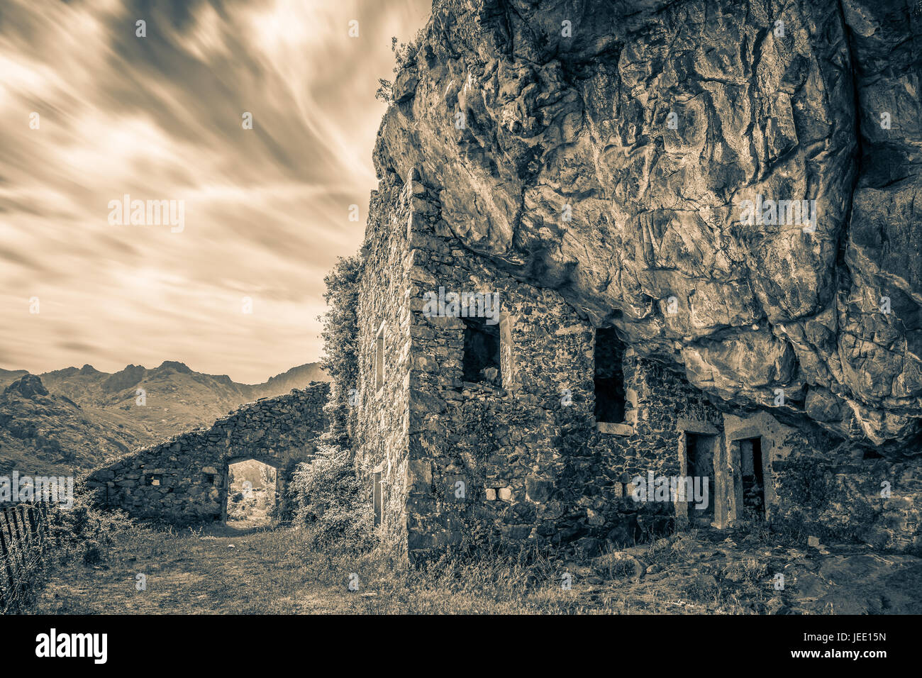 Black & white image of 17th century bandit's house, "La maison du ...