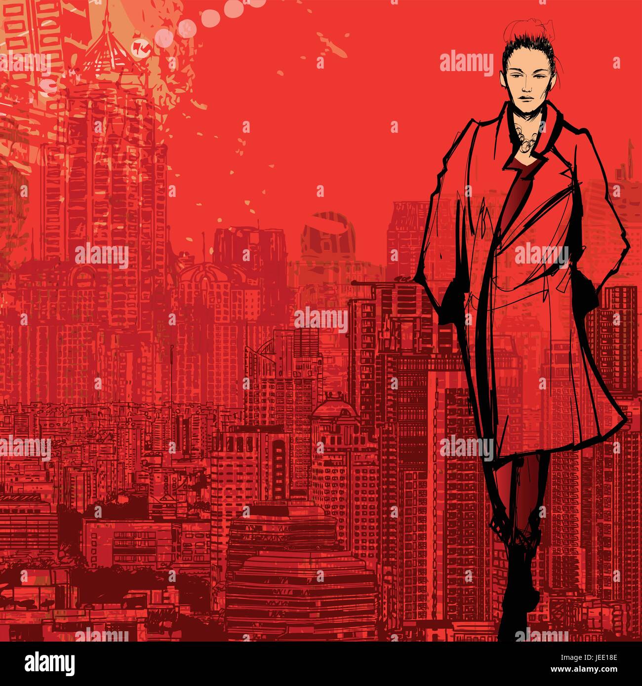 Woman fashion model in New York - Vector illustration Stock Vector ...