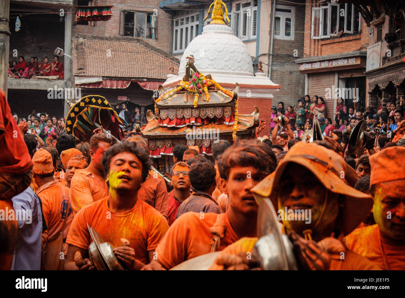 People celebrating biska jatra festival Stock Photo - Alamy