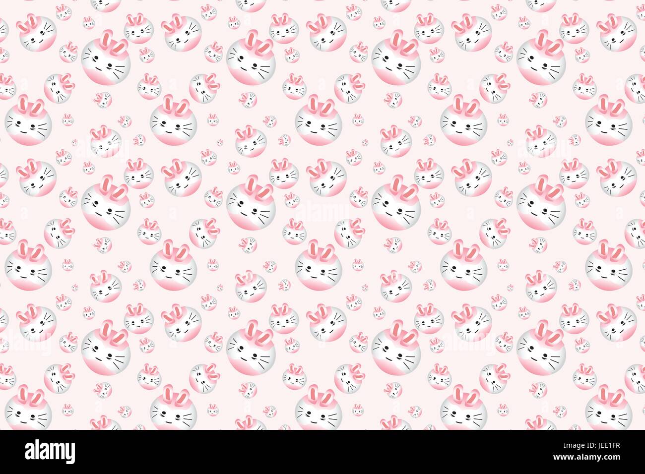 cute pink rabbit cartoon pattern background.vector,sweet,illustrator ...