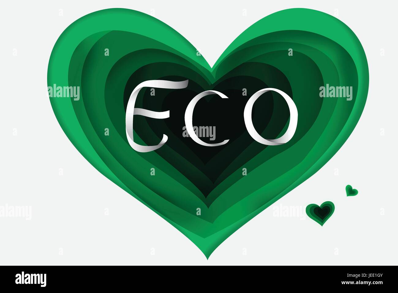 paper art of Eco green heart,vector,gradient Stock Vector Image & Art ...